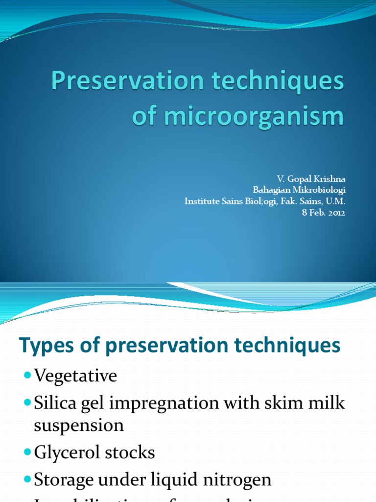 Gopal - Preservation Techniques of Microorganism | PDF | Freeze Drying ...