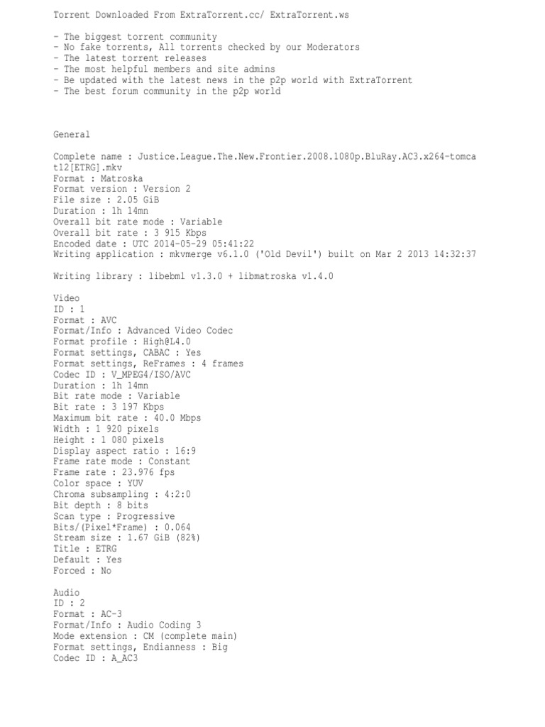 Torrent Downloaded From ExtraTorrent - CC | PDF | Bit Rate | Video