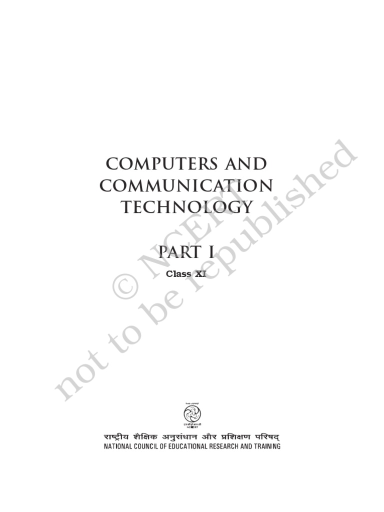 © Ncert Not To Be Republished: Computers and Communication Technology ...