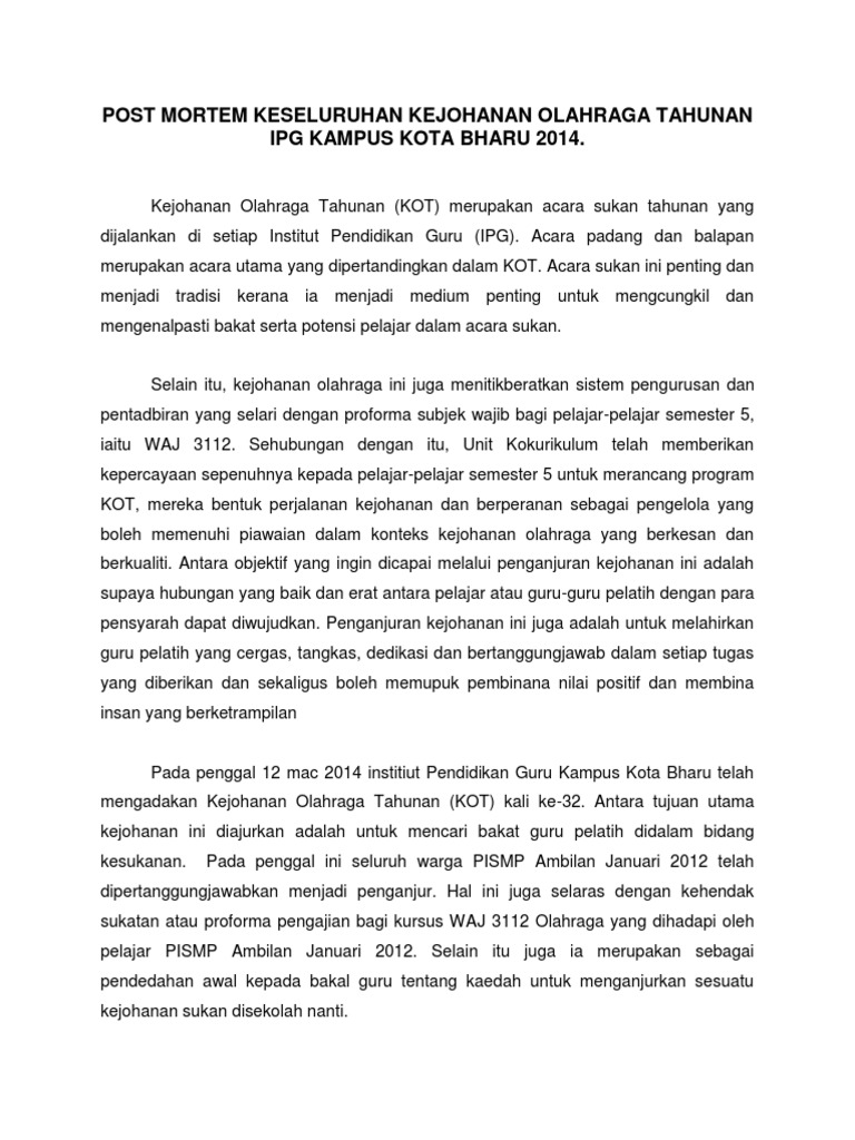 Contoh Post Mortem | PDF