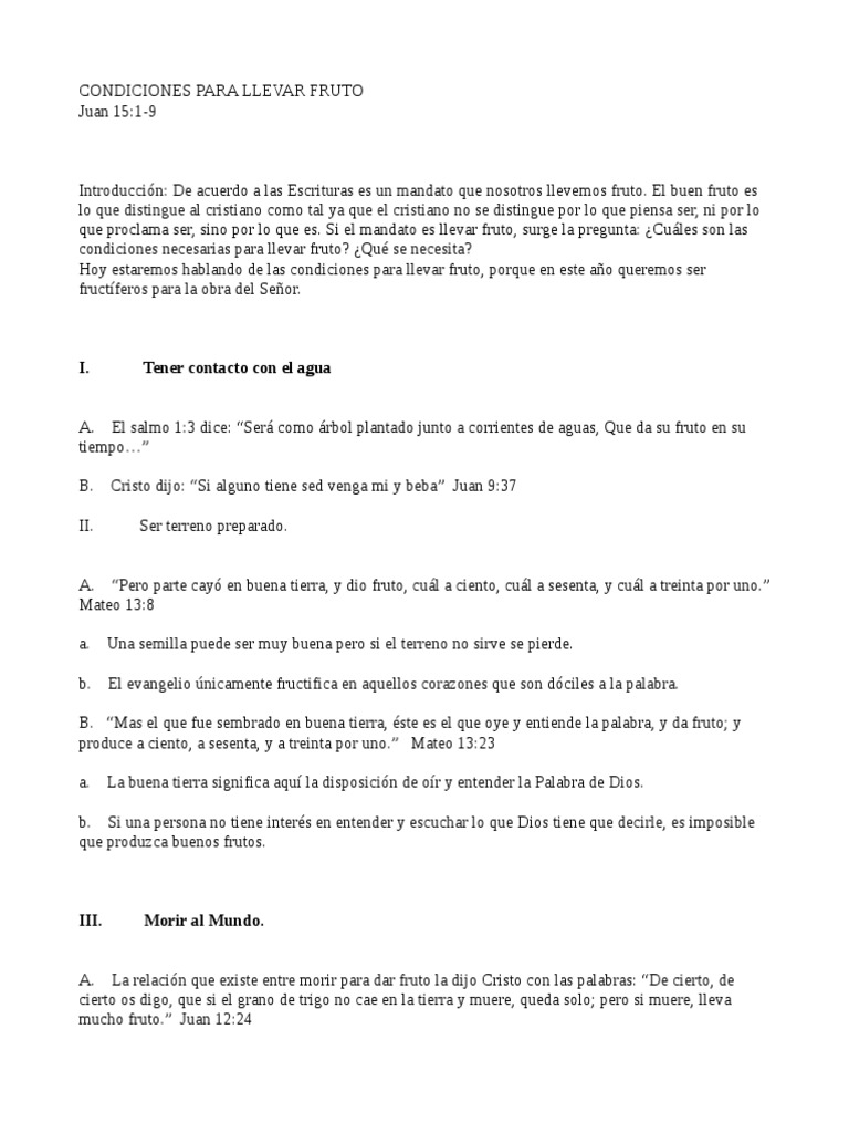 Condiciones para Llevar Fruto | PDF | Cristo (título) | Fruta