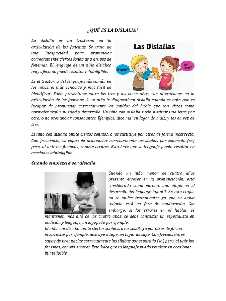 Definición y tipos de dislalia | PDF | Especialidades Medicas ...