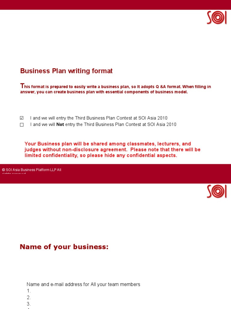 Business Contest Format 2010 | PDF | Business Model | Business Plan