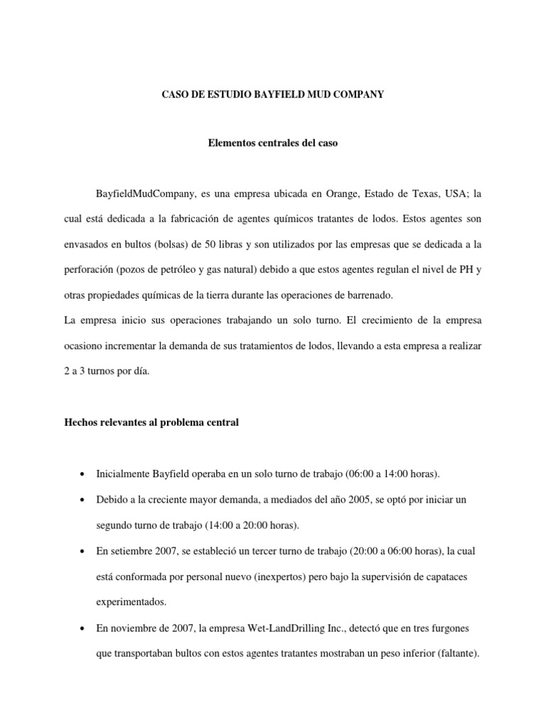 Caso de Estudio Bayfield Mud Company | PDF | Método científico | Probabilidades y estadísticas
