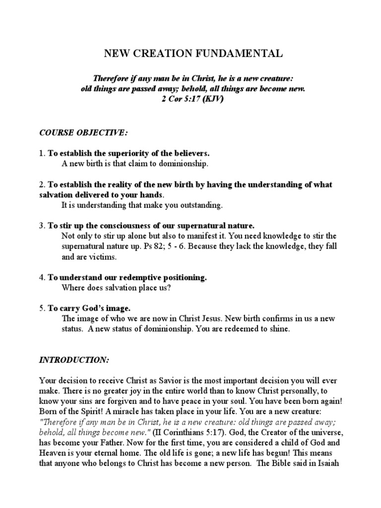 New Creation Fundamental (Wofbi) | PDF | Baptism | Religious Behaviour ...