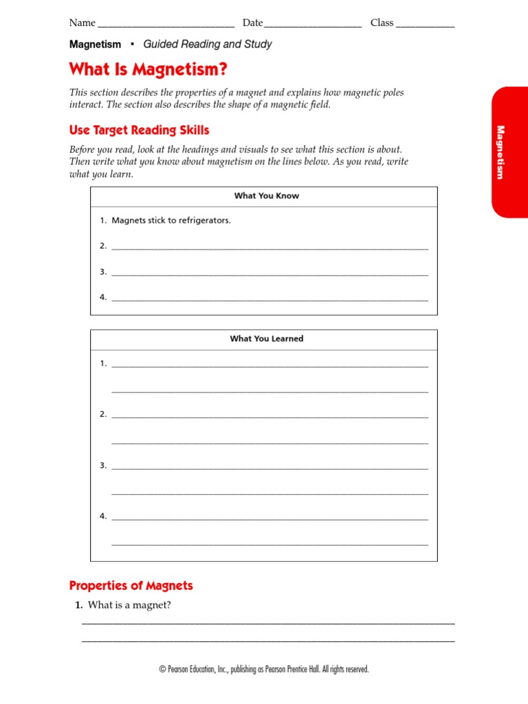 Magnetism Guided Reading | PDF | Magnetism | Magnet