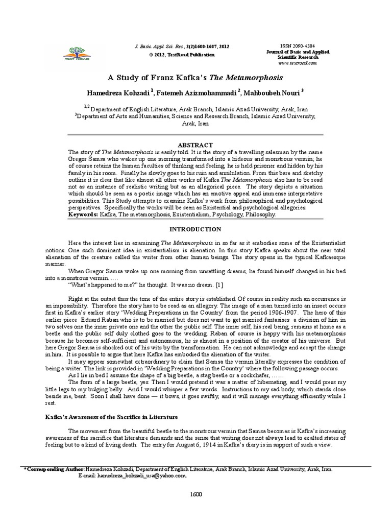 Kafka's Metamorphosis - An Analysis | PDF | The Metamorphosis | Dream