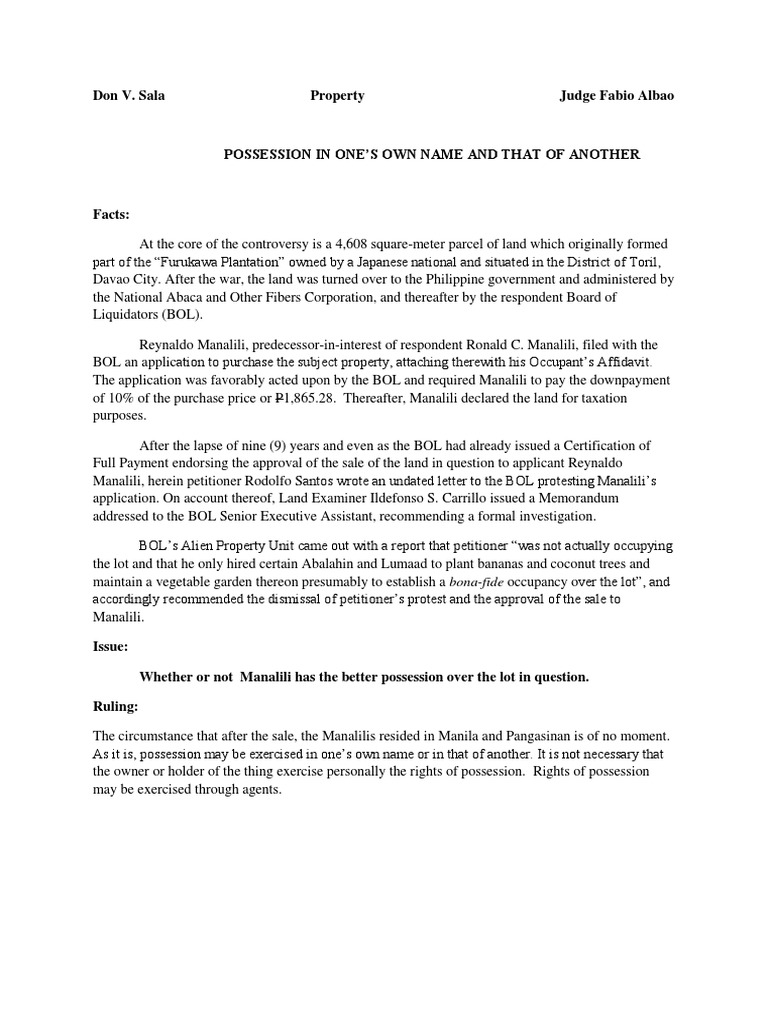 Possession in One Own Name | PDF | Home & Garden