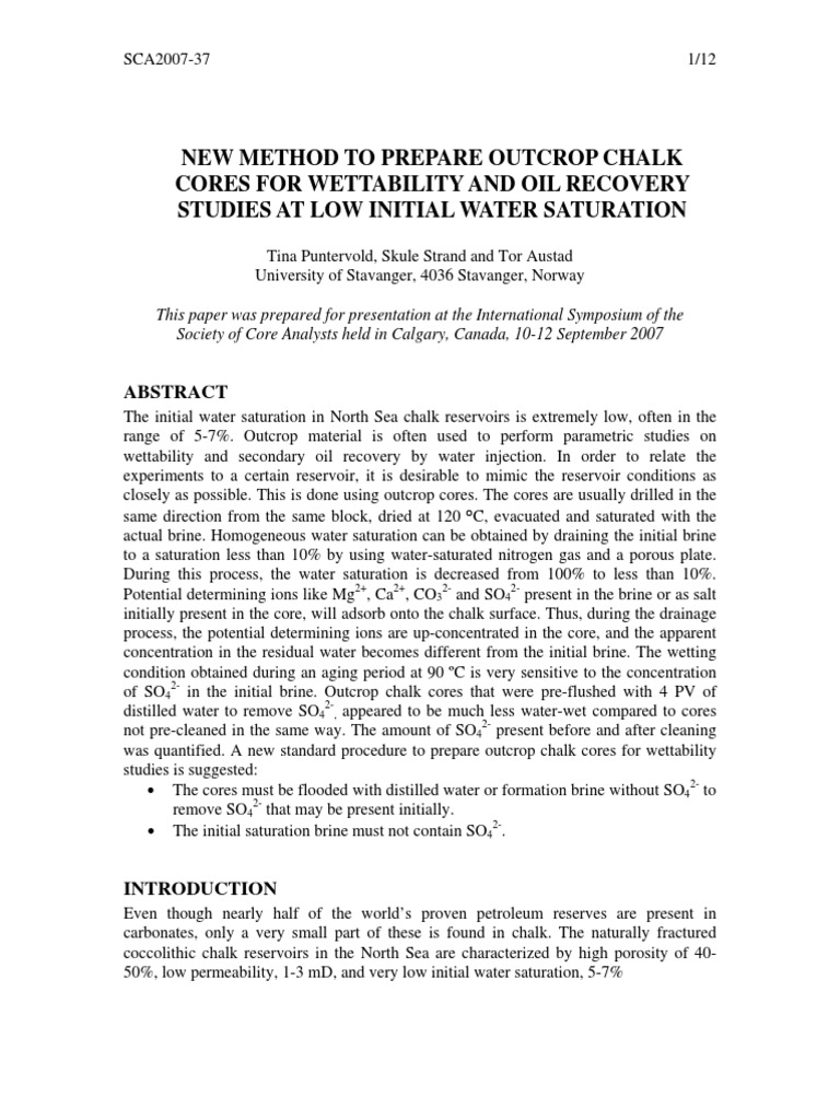 New Method To Prepare Outcrop Chalk Cores For Wettability and Oil ...