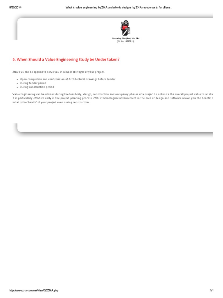 Value Engineering by ZNA: Cost Reduction | PDF | Art