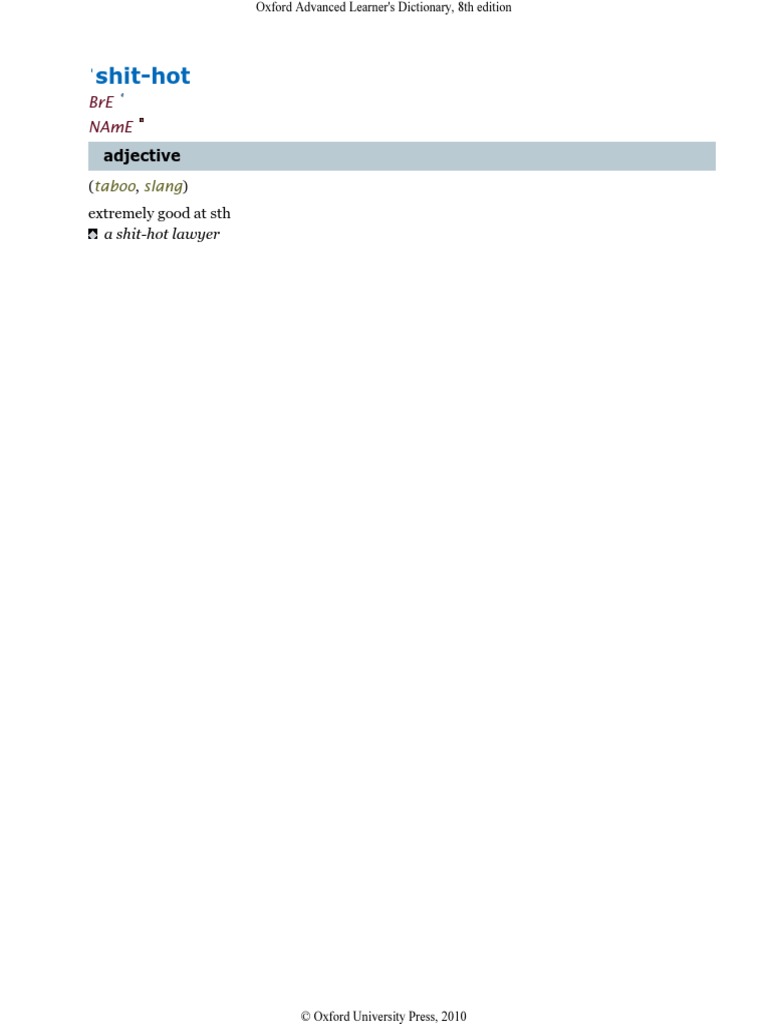 Definition of "Shit-Hot" Adjective | PDF
