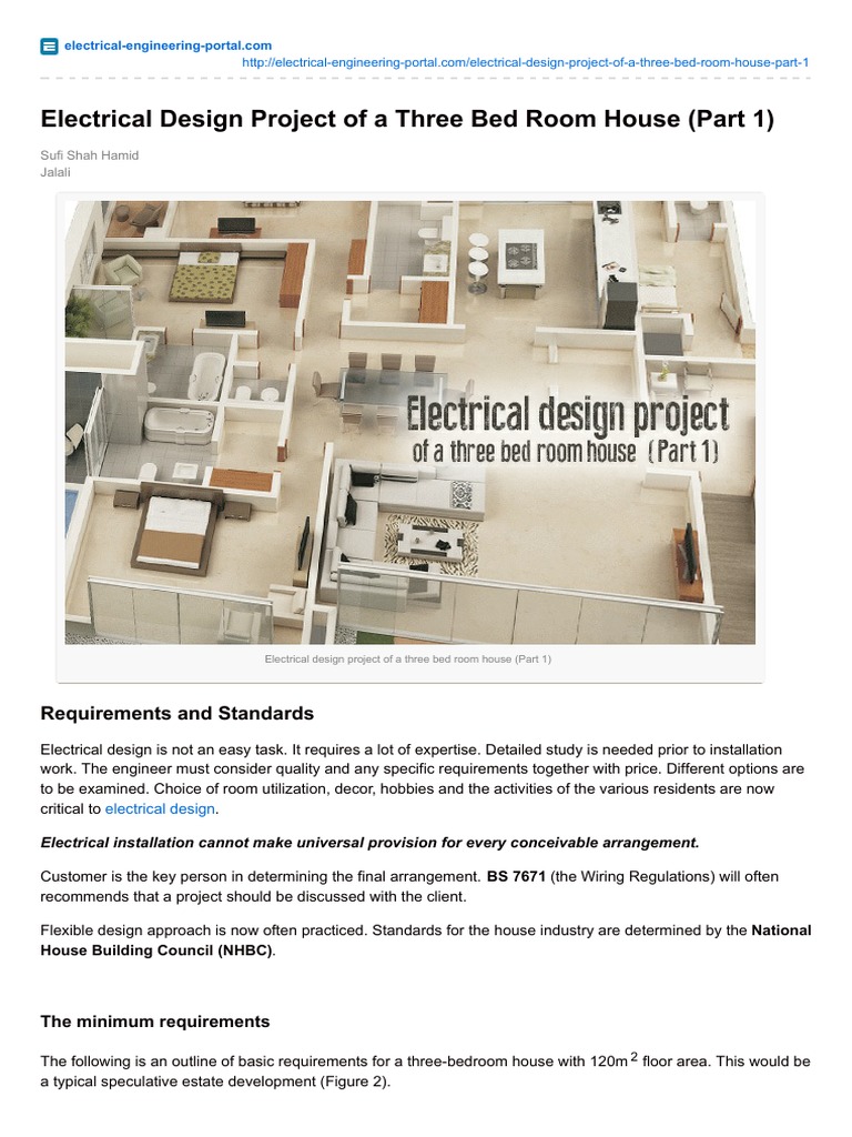 Electrical Design Project of A Three Bed Room House Part 1 | PDF | Ac ...