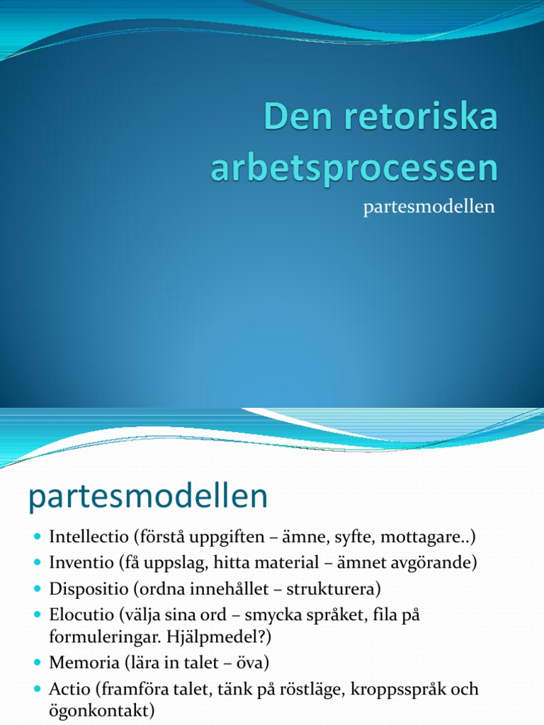 Den Retoriska Arbetsprocessen | PDF