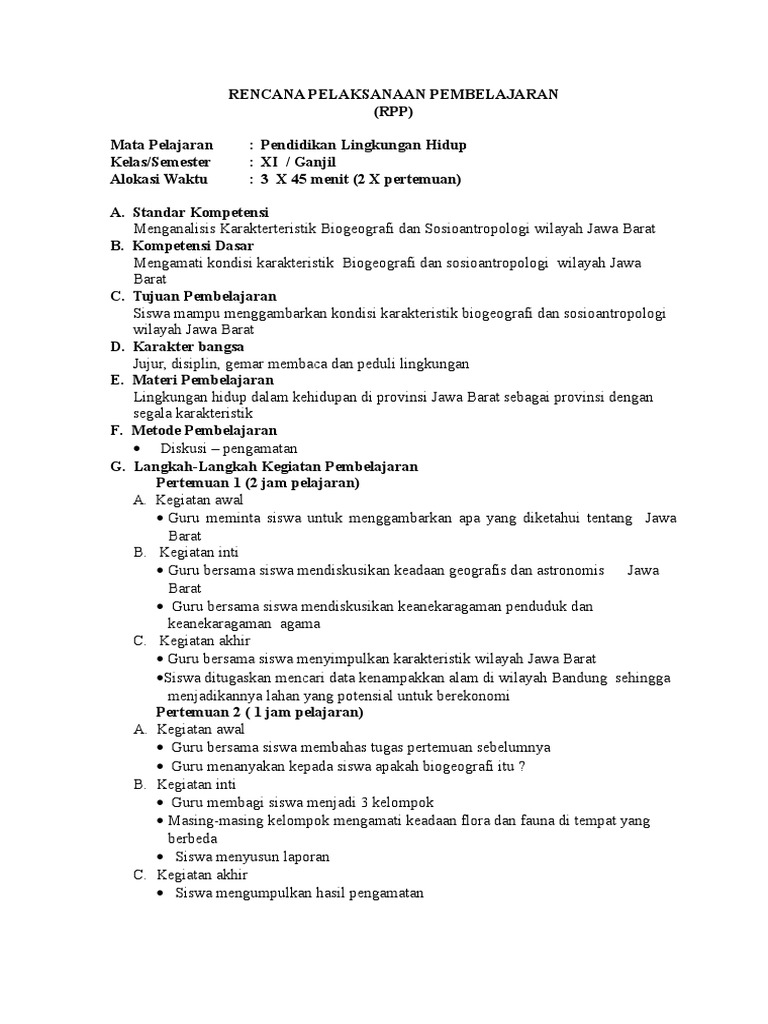 RPP PLH Kelas XI | PDF