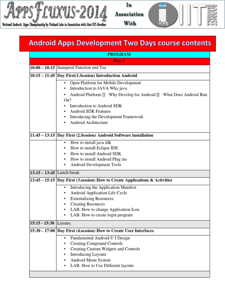 Tentative Schedule | PDF | Android (Operating System) | Software Development Kit