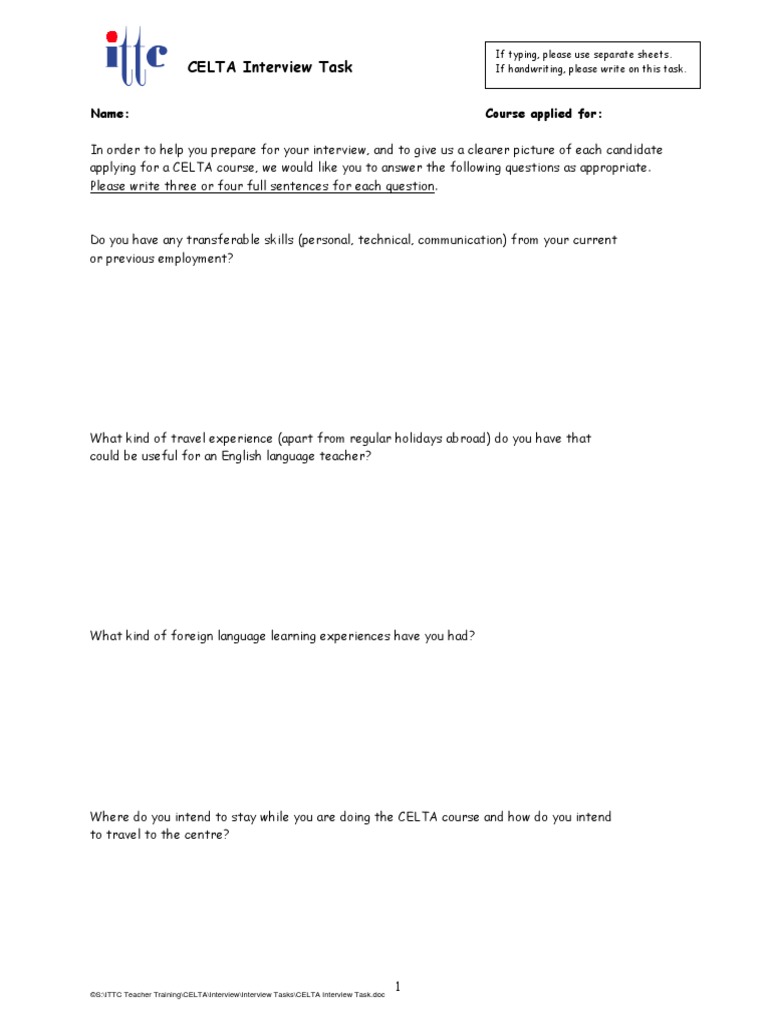 Celta Interview Task | PDF | Part Of Speech | Adverb