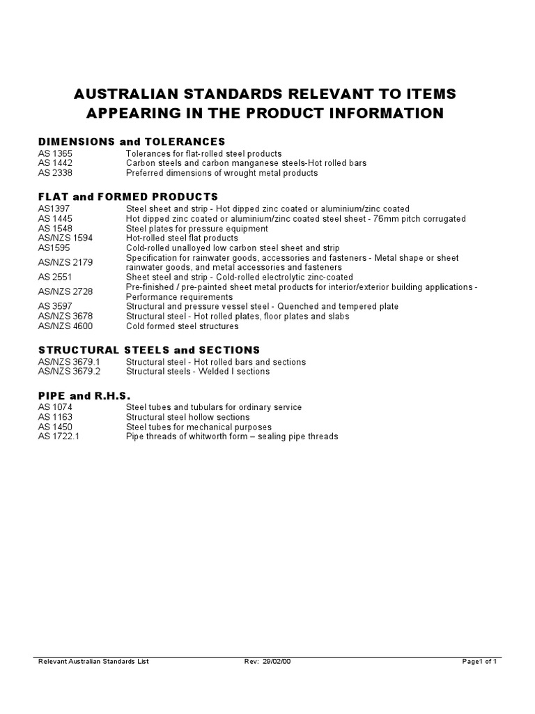 Australian Standards for Structural Steel | PDF