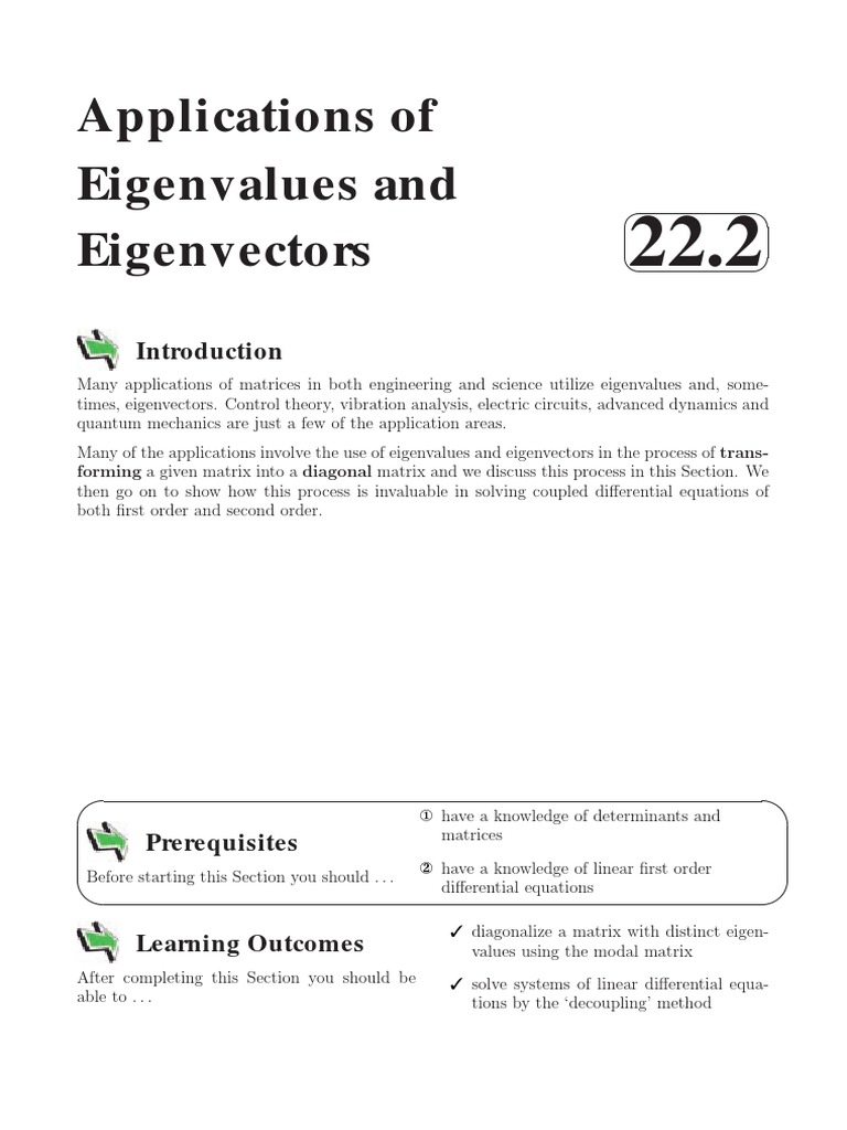 Application of Eigenvectors and Eigenvalues | PDF | Eigenvalues And ...