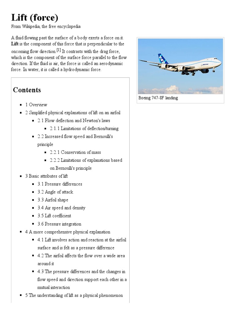 Lift (Force) - Wikipedia, The Free Encyclopedia | PDF | Lift (Force ...