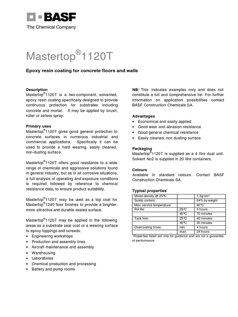 Mastertop 1120t | PDF | Epoxy | Wear