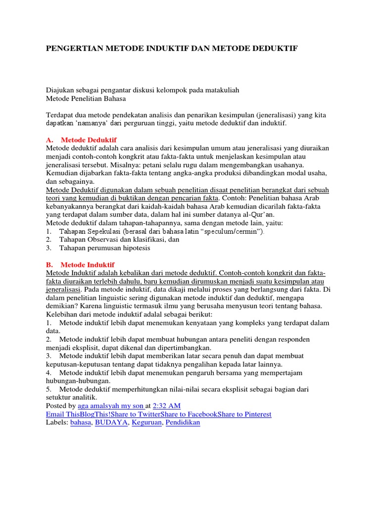 Metode Induktif Dan Metode Deduktif | PDF | Sains & Matematika