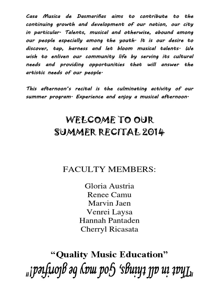 Cover For A Recital Program/invitation | PDF
