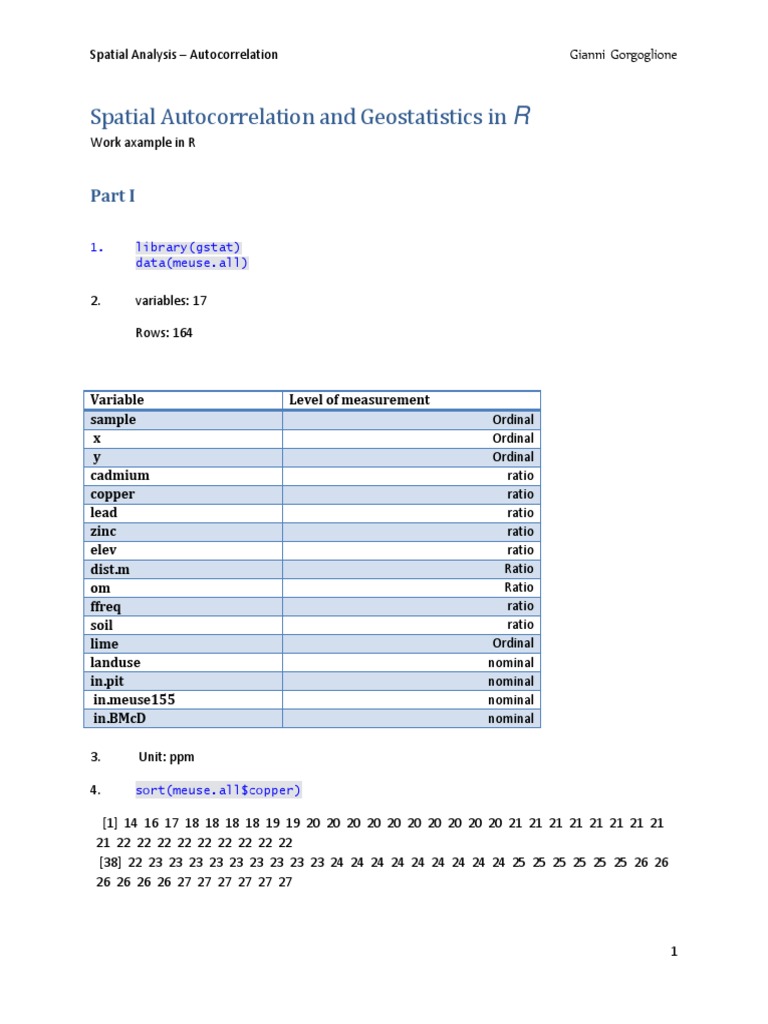Spatial Analysis - Autocorrelation | PDF | Spatial Analysis | Median