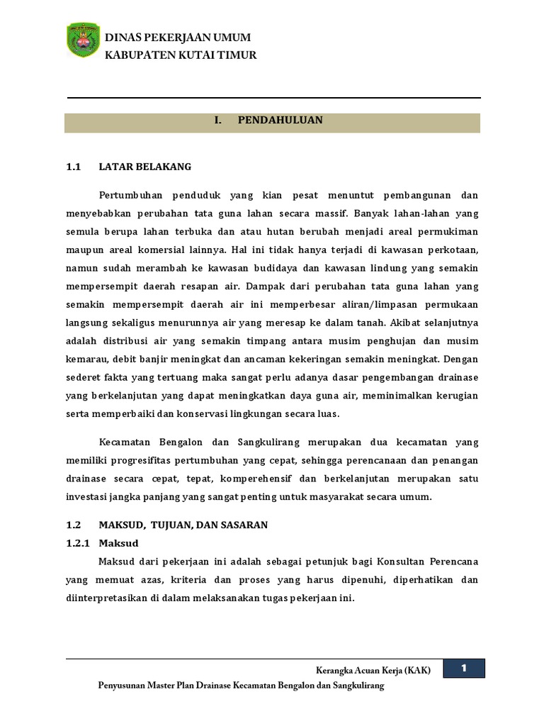 KAK Masterplan Drainase | PDF