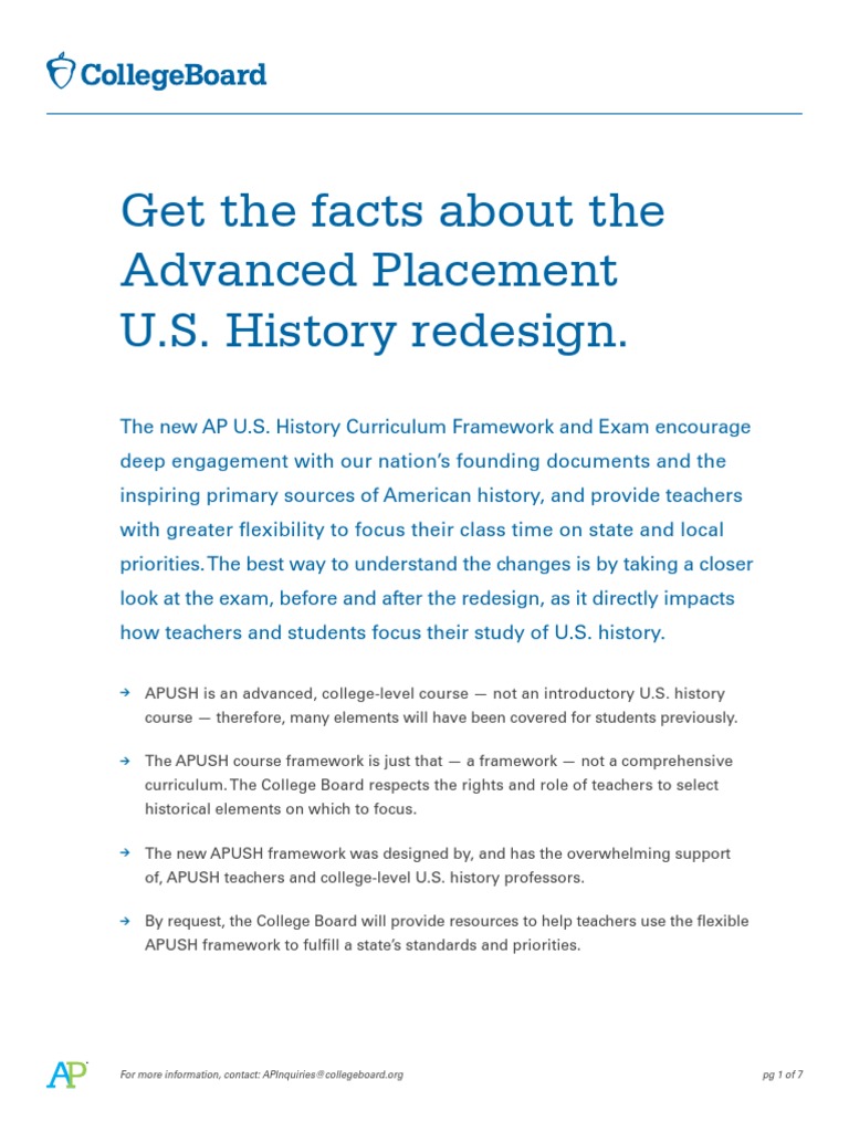 AP U.S. History Curriculum Overview | PDF | Advanced Placement | Test ...