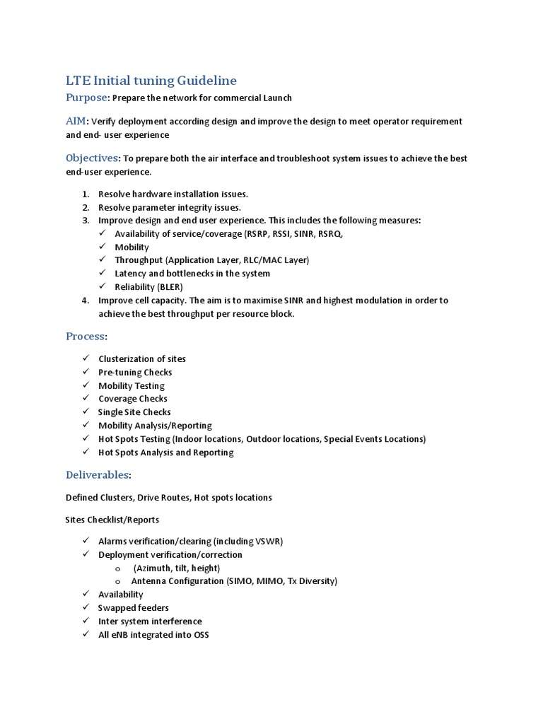 LTE Initial Tuning Guideline | PDF