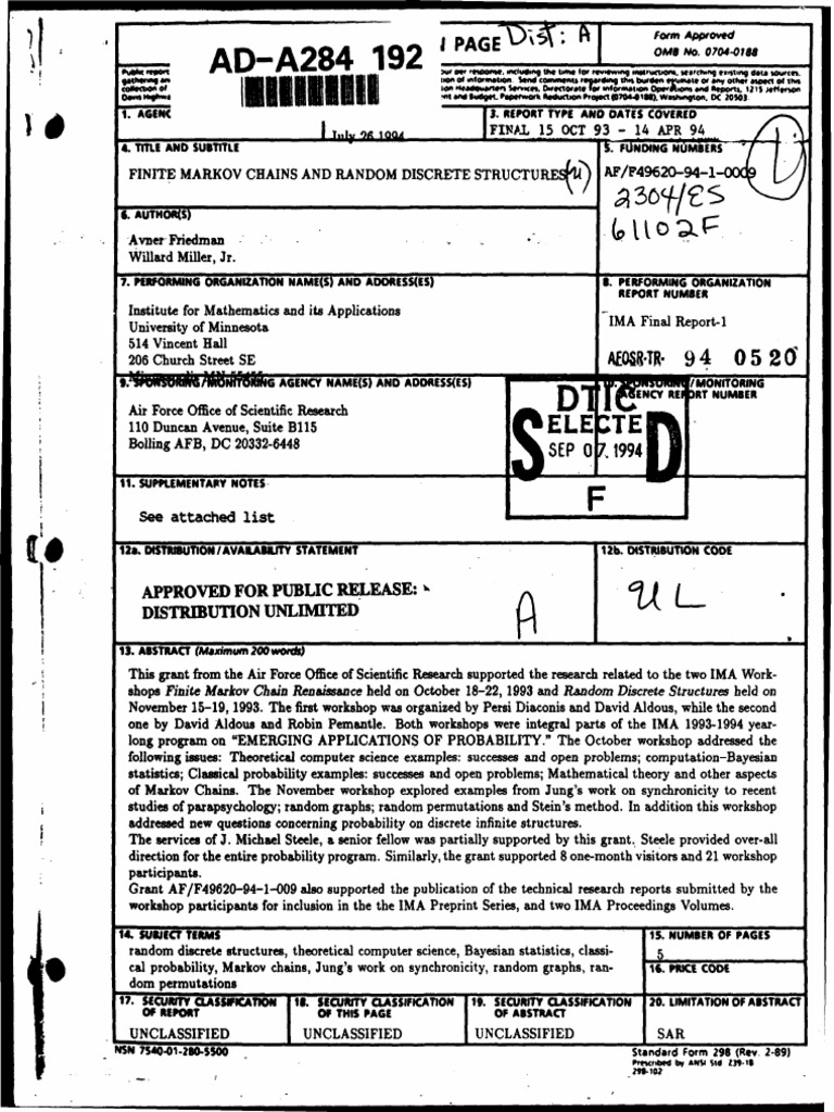 Finite Markov Chains And Random Discrete Structures Pdf Markov Chain Discrete Mathematics