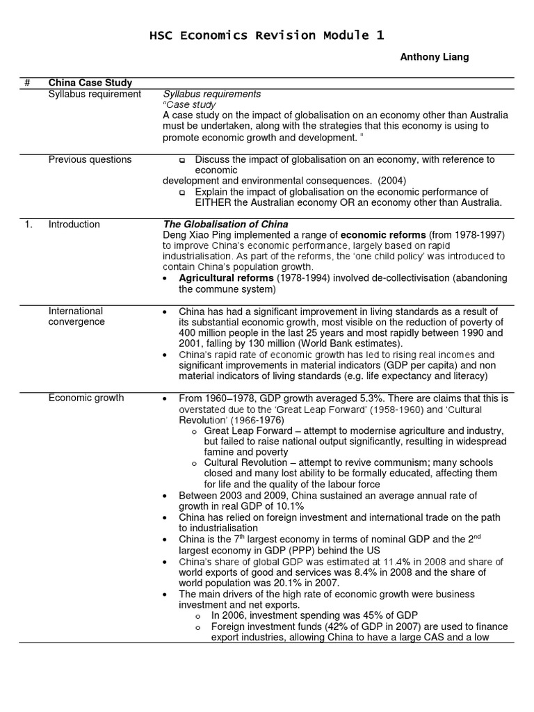 China Case Study | PDF | Economic Growth | China