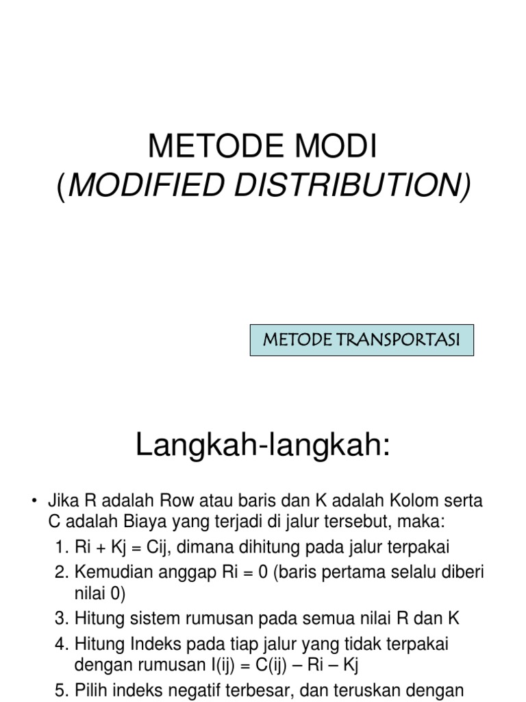 Modul or - Metode Modi | PDF