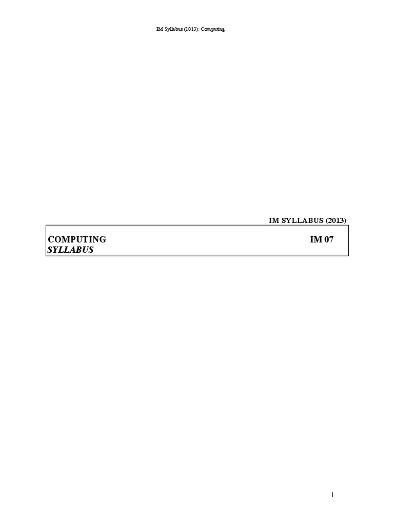 Computer Intermediate Syllabus Pdf Databases Class Computer Programming 