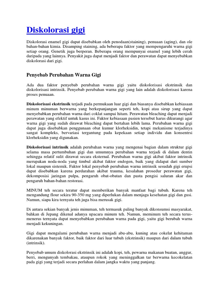 Diskolorasi Gigi | PDF