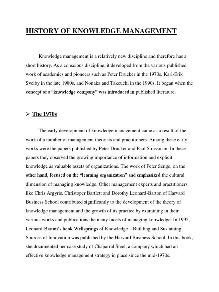 History of Knowledge Management | PDF | Knowledge Management ...