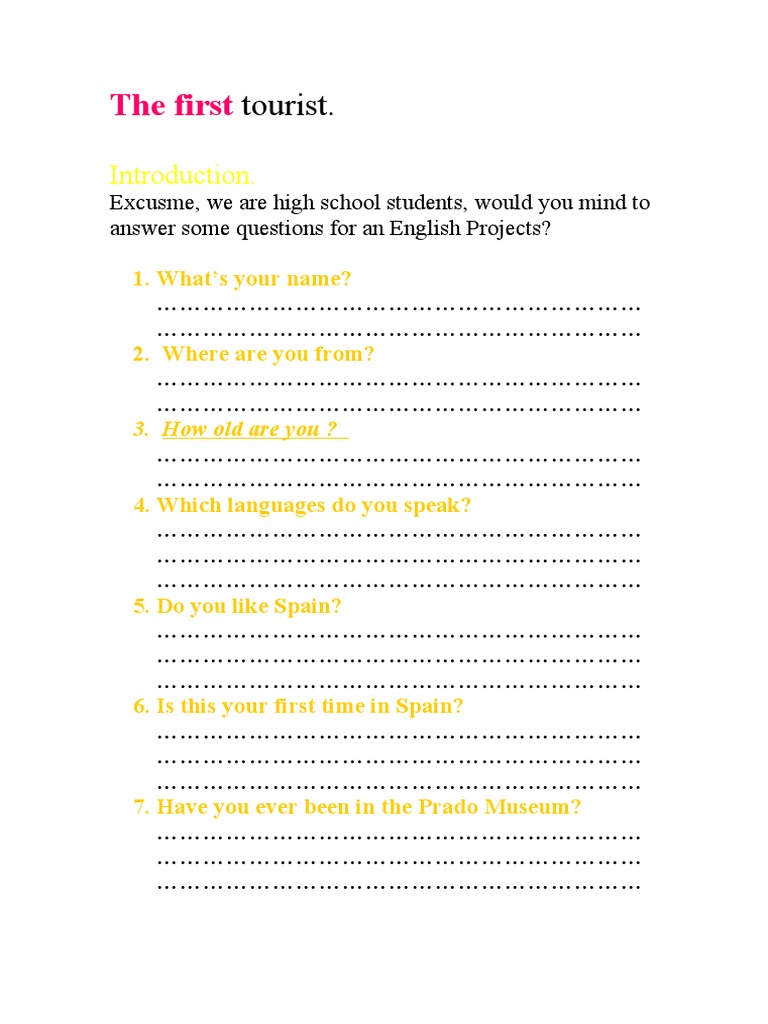 First Tourist Interview Questions | PDF