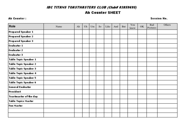 IBCT Ah Counter Sheet | PDF | Language Arts & Discipline