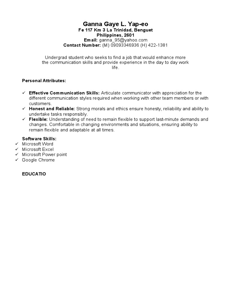 YouthCentral Resume-Template VCE NoExperience May2014 | PDF