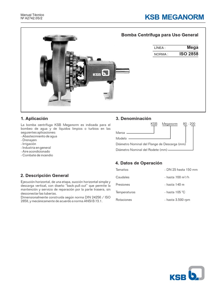 Catalogo Bombas KSB | PDF | Bomba | Máquinas