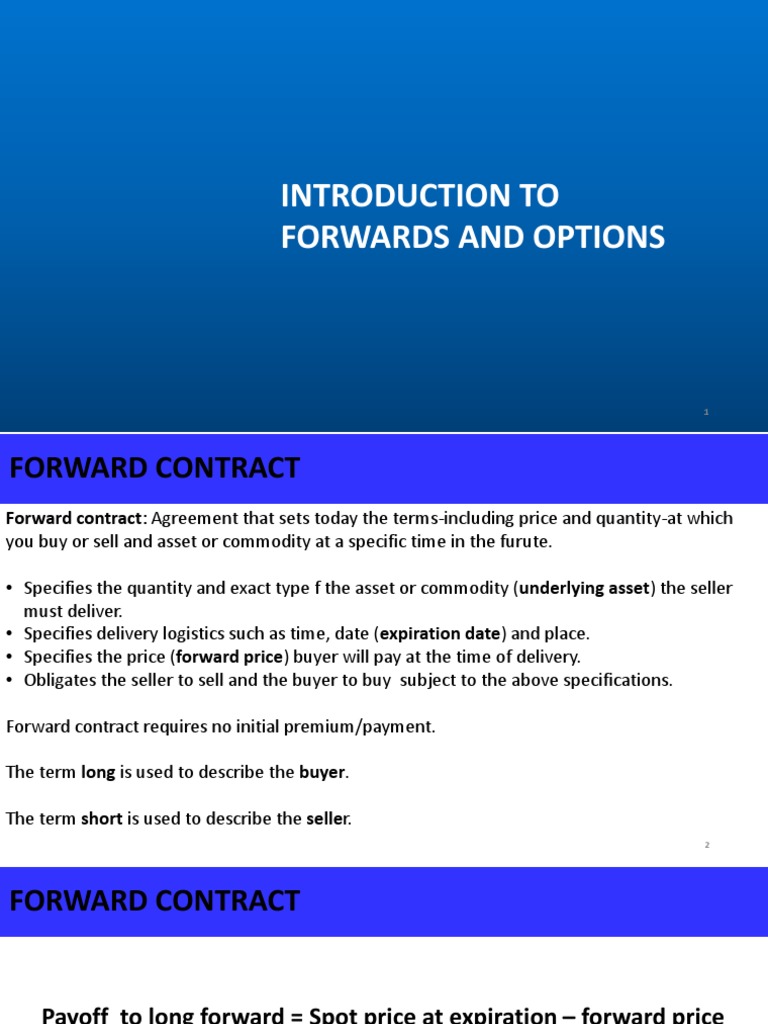 Week 1 2 Introduction To Forward and Options LMS | PDF | Option ...