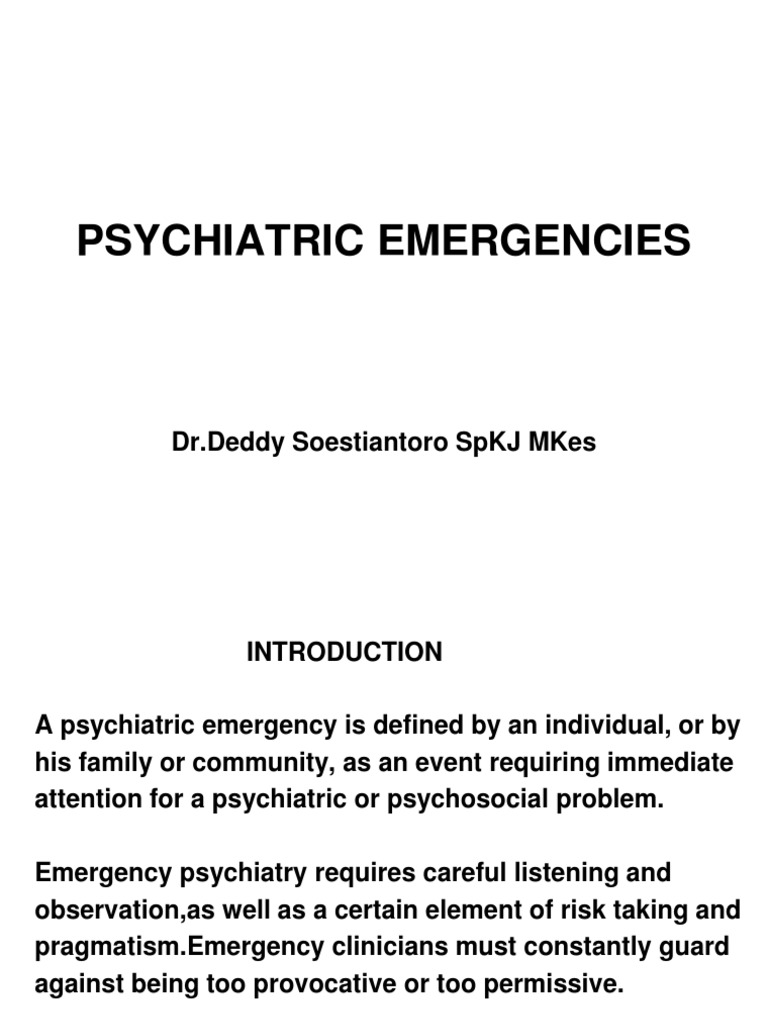 Overview of Psychiatric Emergencies | PDF | Psychiatry | Substance ...
