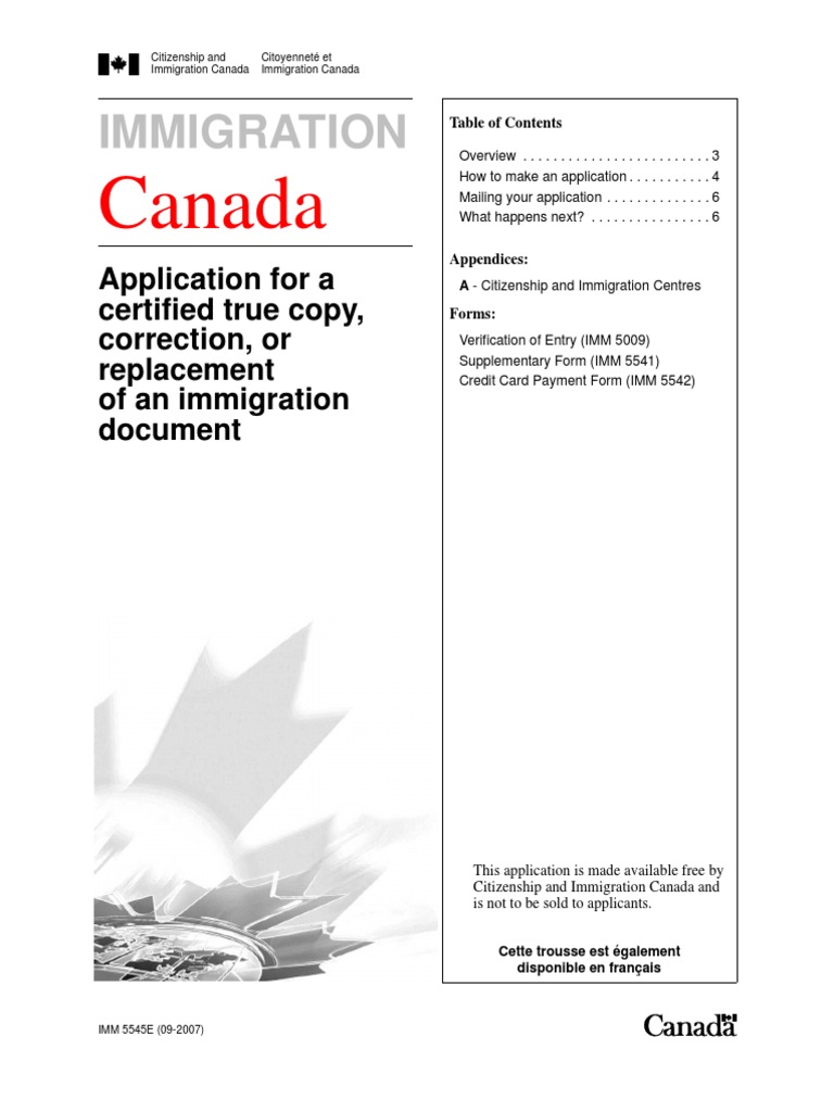 Canada Immigration Forms: 5545E | PDF | Identity Document | Official ...