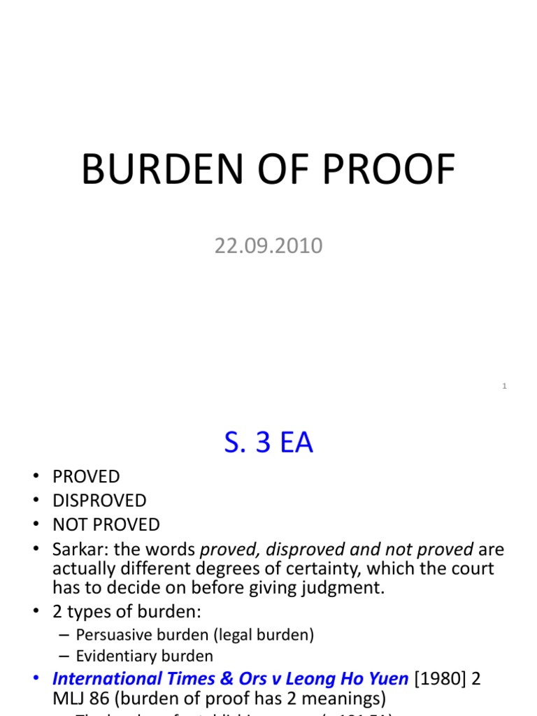 Types of Burden of Proof Explained | PDF | Burden Of Proof (Law ...