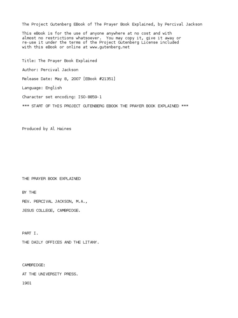 The Prayer Book Explained by Jackson, Percival | PDF | Lord's Prayer ...