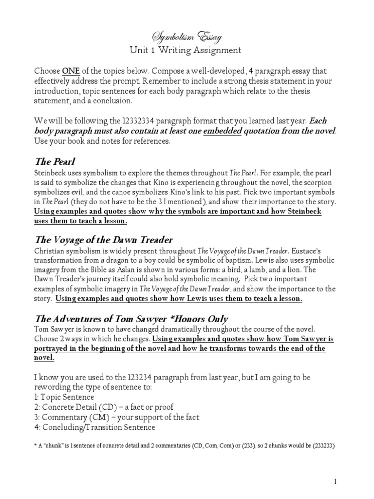 Symbolism Essay Assignment | PDF | Essays | Science