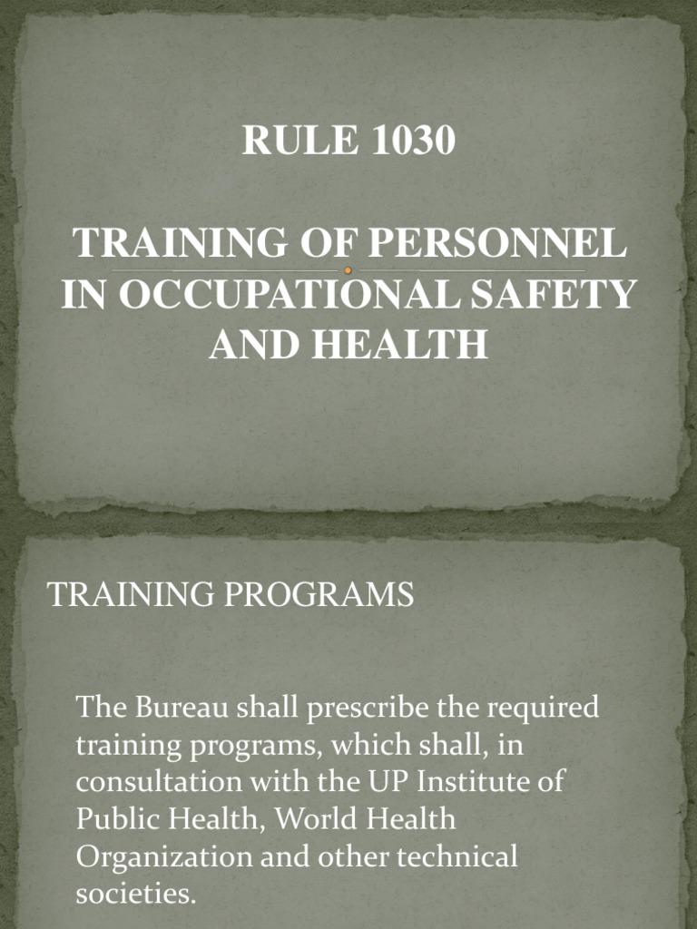 Rule 1030: OSH Personnel Training Standards | PDF | Occupational Safety ...
