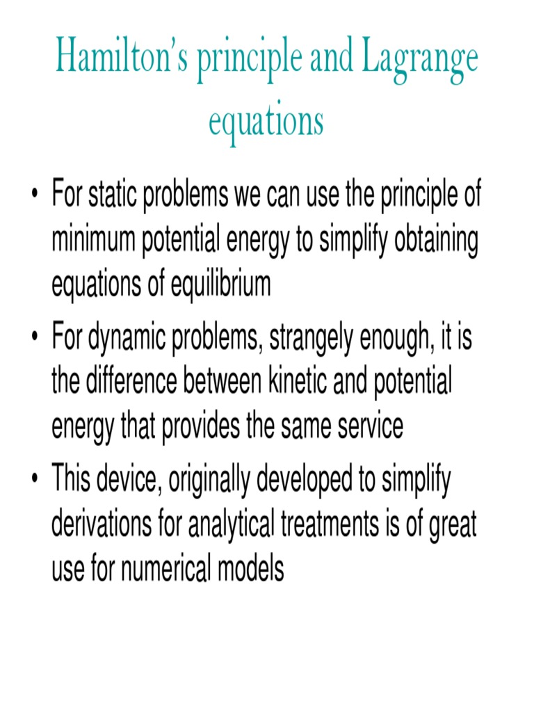 Hamilton's Principle | Lagrangian Mechanics | Euler–Lagrange Equation