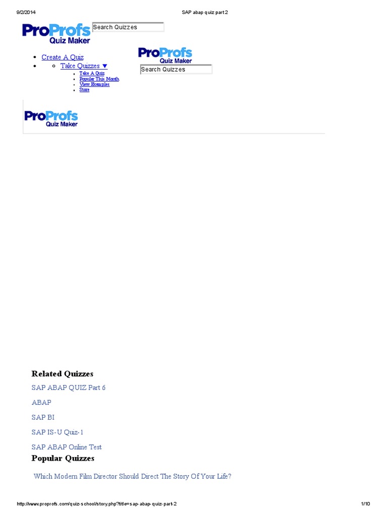 SAP Abap Quiz Part 2 | PDF | C (Programming Language) | Subroutine