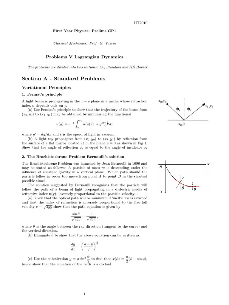 Lagrangian Dynamics Problem Solving | PDF | Lagrangian Mechanics | Mass
